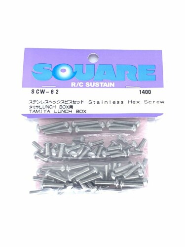 スクエア (Square) ステンレスヘックスビスセット (タミヤランチボックス用) SCW-62 ガタのない六角形状が好評のスクエア製国産ヘックスビスを用いた1台分ビスセットです。 (小ビス、特殊ビスを除く)。 ガタのない六角形状が好評の...