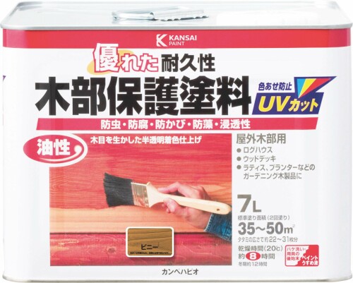 カンペハピオ ペンキ 塗料 油性 半透明カラー 木部保護 防虫 防腐 防かび 防藻 油性木部保護塗料 ピニー 7L 日本製 00237643501070 【乾燥・塗重時間】 【20[度]】乾燥時間:約 8 時間 塗重時間約 2 時間以上 【...