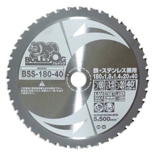 モトユキ(Motoyuki) ブルドッグ 鉄・ステンレス兼用チップソー BSS-180-38 入数:1枚 特長 ■チタンを主成分とした新開発サーメットチップ採用で、摩耗に強く耐久性抜群です。 ■ローノイズスリット加工と特殊樹脂の充填により、...