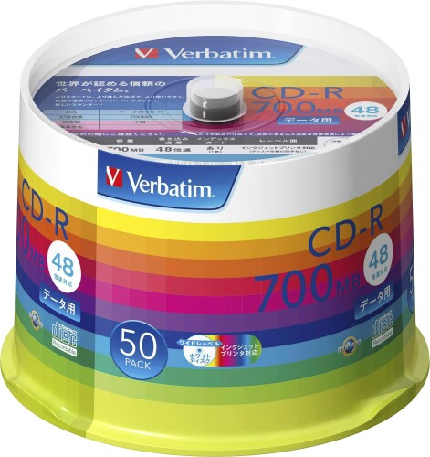 バーベイタムジャパン(Verbatim Japan) 1回記録用 CD-R 700MB 50枚 ホワイトプリンタブル 48倍速 SR80SP50V1 品種:データ用 CD-R 容量:700MB 1回記録用 盤面印刷:(ホワイト) / 範囲:...