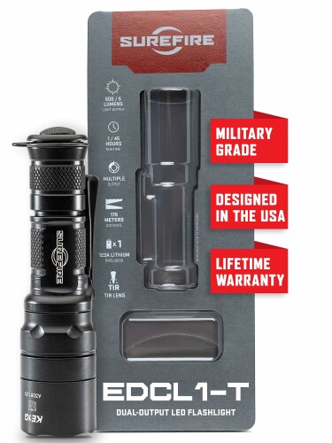 SUREFIRE(シュアファイア) EDCL1-T Dual-Output Everyday Carry LED フラッシュライト EVERY DAY CARRY TACTICAL, 3V, DUAL STAGE 5/500 LU, WH ...
