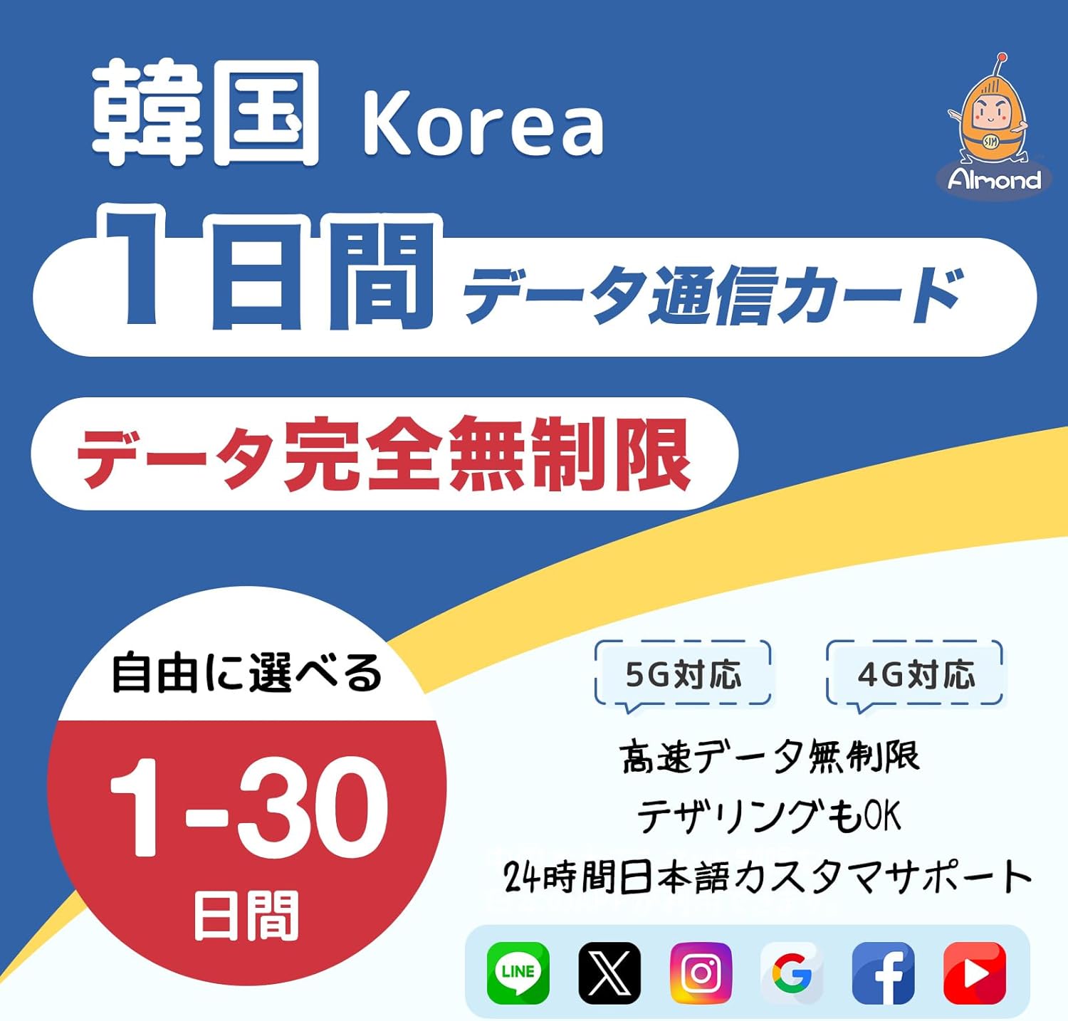 【Almond sim】Almond SIMは、お客様が安定したネットワーク環境で快適に旅行を楽しめるように努めております。運営会社である株式会社ビッグコネクト（電気通信事業者登録番号A-04-20504）が、24時間年中無休のカスタマーサ...