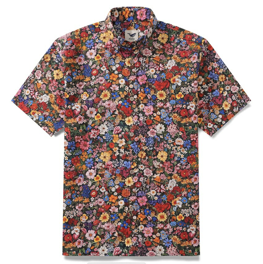 ★このアロハシャツ の生地の質感風合いに関して★ ・やや薄めのコットンが使用されています（たまにシルクが入ってくるかも知れません）。 　これは通気性を良くしたいという意思表示が一つです。 　ボタンダウンスタイルのアロハシャツとしては異例の涼...