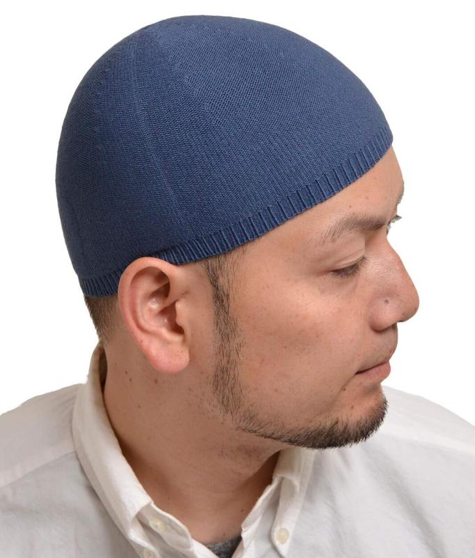 [エッジシティー] ニュースタンダード オーガニックコットン シームレス イスラム帽 イスラムワッチ 帽子 キャップ ビーニー ニット帽 メンズ 日本製 L ブルー(11)Mサイズ/横約18cm 高さ約14cmLサイズ/横約20cm 高さ約...