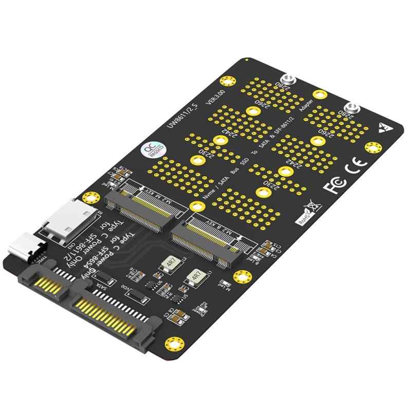 JMT M.2 NVME/SATA-Bus SSD - SFF-8611/8612 &amp; SATA拡張カード USB-C 電源アダプター M2 2230 2242 2260 2280 SSD用2230、2242、2260、2280のフ...