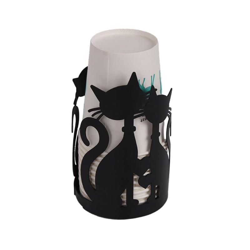 A-ITEM × neko design 猫デザイン 紙コップスタンド 二匹の猫 縦置き【猫デザイン】可愛いネコモチーフでデスクやカウンターをおしゃれに演出【縦置き紙コップ収納】未使用紙コップを上から差し込むだけで簡単整理整頓【こぼれ防止＆...