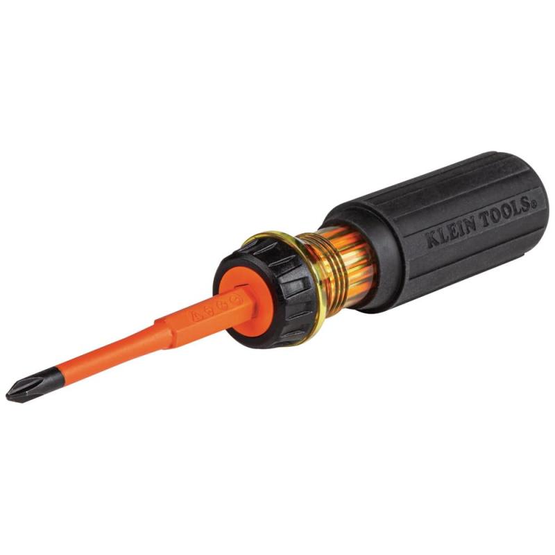 Klein Tools 32293 Insulated Screwdriver, 2-in-1 Screwdriver Set with Flip Blade, 2 Phillips and1/4-Inch Slotted Tips, Do...