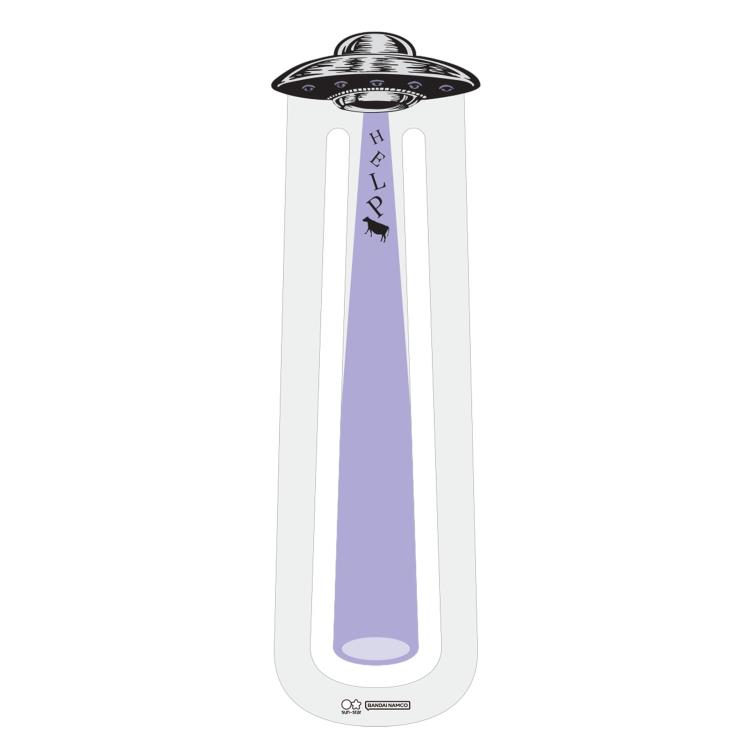 商品仕様【サイズ】約W27×H90×D0.6mm パッケージ：約W45×H118×D1.5mm 【素材】PP 【本体重量】約1g 【特長】 ・本に書かれてある文章を牛と一緒にUFOが吸い込んでいるように見える！ ・文章の行も照らしてくれるの...