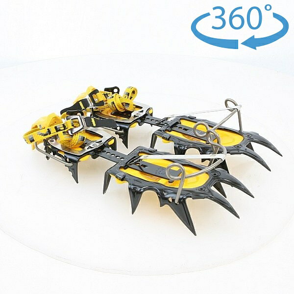 （商品説明）横爪の12本爪クランポンメイン素材：ニッケルクロムモリブデン鋼アンチボット標準装備ベイル幅：約9cm重量：1012g（ペア）※前後にコバの無いタイプの登山靴には装着できません