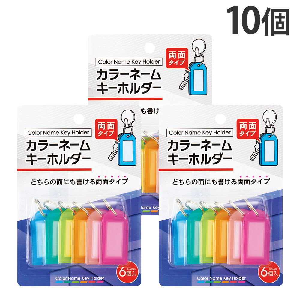 キレイな6色キーホルダー。取り外しカンタン2重リング。両面使用。■商品詳細内容量：6P入×10個サイズ：46×25×4mm厚さ：4mmカラー：6色購入単位：1セット(10個)配送種別：在庫品※リニューアルに伴いパッケージや商品名等が予告なく...