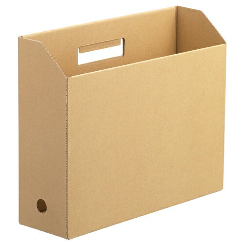 シンプル&リーズナブルな段ボール製ボックスファイル。取り出しに便利な片面指かけ穴付。■商品詳細メーカー名：スマートバリューボックスファイル規格：A4-E ヨコ型サイドカット外形寸法：幅100×縦260×横315mm材質：ダンボール参考内形寸...