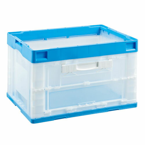 積重ねていても中身が取り出せる、片扉付き折りたたみコンテナ/容量50リットルタイプ。長側面に扉がついています。扉は2つ折りできます。1/4に縮小できて収納・保管に便利です。側面が透明なので中身が判別しやすいタイプ。フタは別売となります。■商...