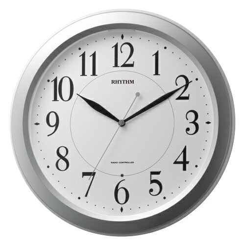 暗くなると、自動的に文字板照明が点灯する電波掛時計リズム電波掛時計「ピュアライトM26」/直径332mm■商品詳細メーカー名：リズム時計サイズ：φ337×51mm重量：870gカラー：シルバーメタリック材質：フレーム：プラスチック、風防：ガ...