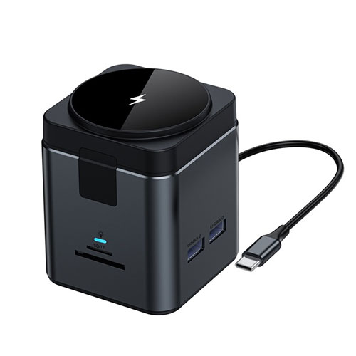 9-in-1マグネット式ワイヤレス充電器です。コンパクト設計なので持ち運びも楽々。充電、映像出力、ネットワーク接続、データ転送など様々なニーズに対応できます。※ACアダプターは付属しておりません。USB QC又はUSB PD対応のACアダプ...
