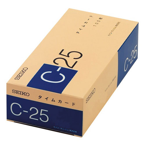 セイコープレシジョンのタイムカード「C25カード」です。印字面は両面、印字欄数は6欄、締日は25日です。※対応機種QR-385、QR-395は使用可能ですが、「計算・集計」機能と「印字欄自動選択」機能が使えません。※対応機種QR-450、Q...