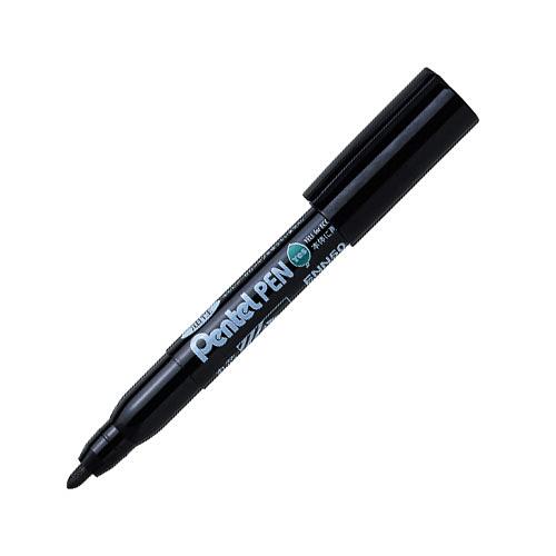 アルコール系油性インクを使用したやさしいペンです。■商品詳細サイズ　線幅：1.1mm　長さ：138mm材質　軸・キャップ尾栓：再生樹脂カラー：黒・丸芯メーカー品番：ENN50-A購入単位：1本配送種別：在庫品【検索用キーワード】文具 事務用...