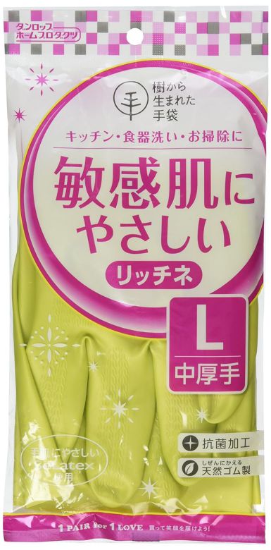 商品名 リッチネ 中厚手 Lサイズ グリーン キッチン 食器洗い 掃除 洗濯 園芸 グローブ ダンロップ ホームプロダクツ 樹から生まれた手袋 ゴム手袋 炊事手袋 商品説明 ●裏毛付●抗菌加工●色：グリーン●サイズ：L●全長(cm)：33....