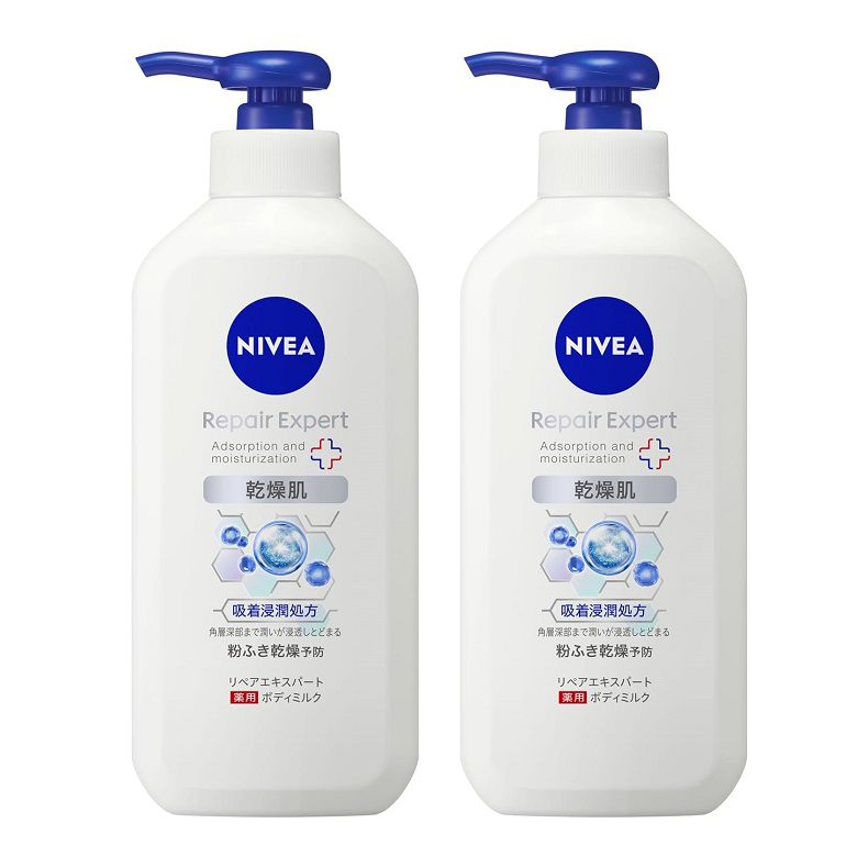 商品名 ニベア リペアエキスパート 薬用ボディミルク 乾燥肌用 350ml 無香料 医薬部外品 グリセリン配合 【×2個セット】 商品説明 角層深部までうるおいが浸透しとどまる乾燥による粉ふき・肌荒れしがちな肌に。角層深部までうるおいが浸透...