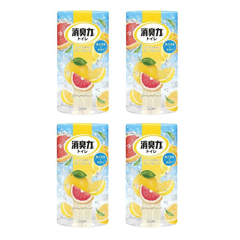 商品名 トイレの消臭力 トイレ用 グレープフルーツ 400mL 【×4個セット】 商品説明 グレープフルーツの皮をむいた瞬間に果汁がほとばしるような、爽快な香りです。しっかり消臭　すっきり香るナノパウダー※が悪臭をすばやく強力に吸着し、消臭...