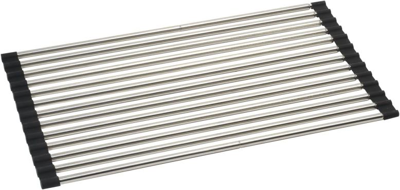 商品名 水切りラック スライド式 フォールディング パイプラック HC154 アットアクア 丸めてコンパクトに収納 商品説明 製品サイズ:(約)幅24×奥行40.5〜61×高さ1cm製品重量:(約)0.53kg素材・材質:本体/ステンレス鋼...