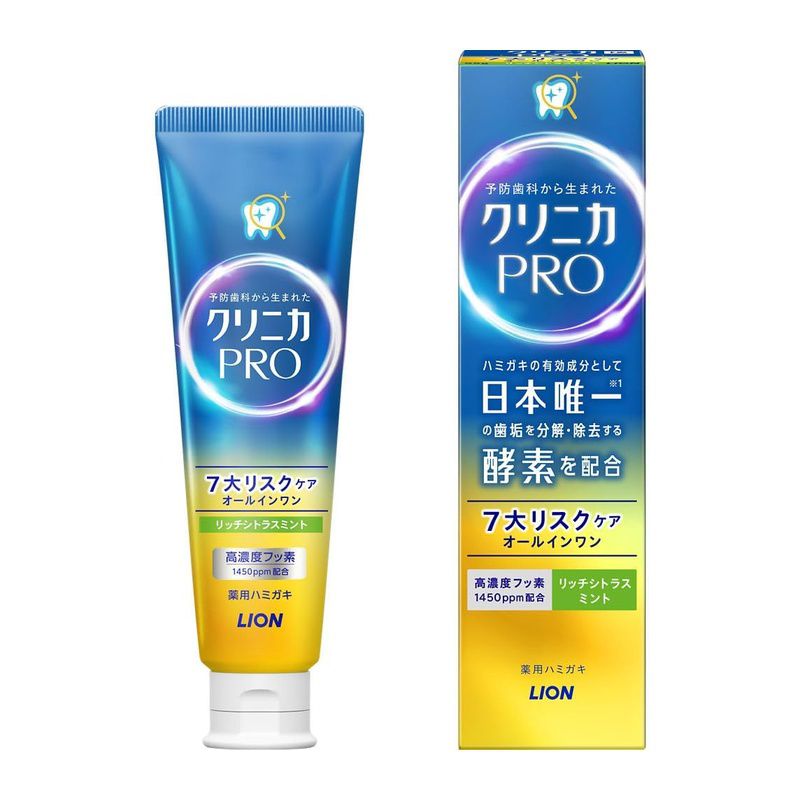 商品名 クリニカPRO オールインワンハミガキ リッチシトラスミント 95g 商品説明 内容量：95g商品紹介●お口の様々なリスクの原因「歯垢」を、分解・除去できる有効成分「酵素※1」配合の薬用ハミガキ。●7つの特長を備えたオールインワン処...