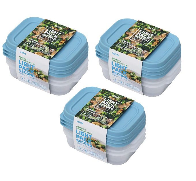 商品名 保存容器 ライトパック セカンド 500-3P ブルー 500ml 3個入 タケヤ化学工業 【×3個セット】 商品説明 サイズ(約):1個/158×106×55mm、容量:500ml本体重量(約):3P/158g素材・材質:本体・フ...