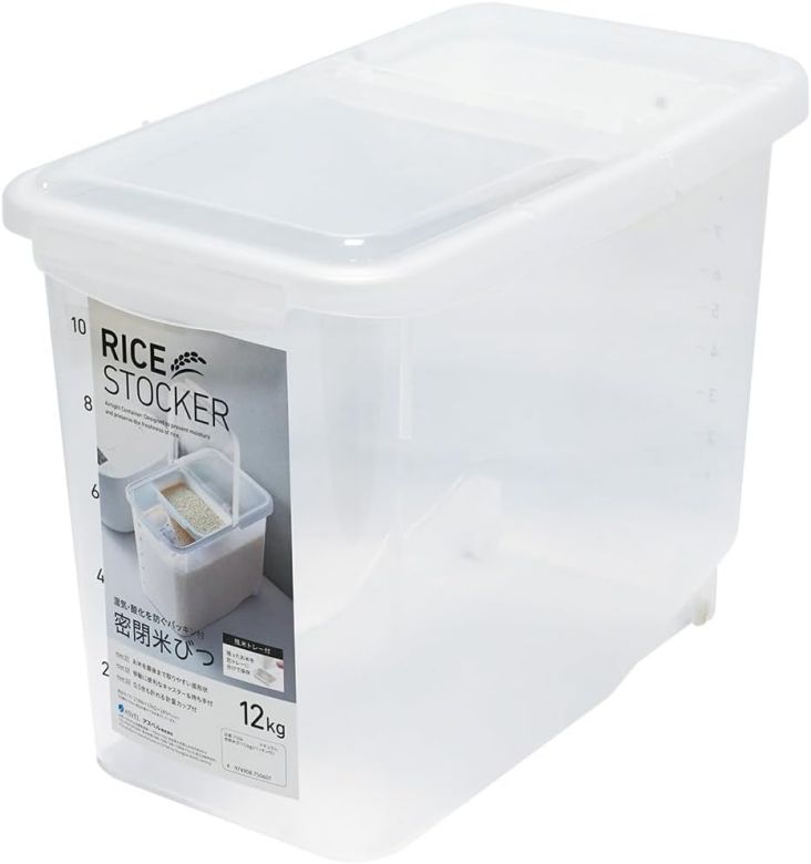 商品名 米びつ 12キロ 密閉米びつ12Kg ナチュラル パッキン付 アスベル お米 保存 商品説明 12kg用サイズ:幅21.9×奥行37.6×高さ28.5cm本体重量:0.83kg素材・材質:ポリプロピレン樹脂付属品:計量カップ、残米ト...
