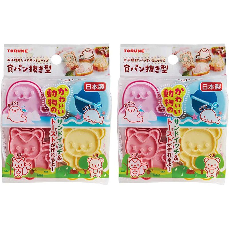 商品名 食パン 抜き型 海と森の仲間たち 4個入 あざらし くじら りす くま P-3598 日本製 トルネ 押し型 抜き型 キャラ弁 デコ弁 商品説明 サイズ:あざらし=約47.5×55×28mm、くじら=約40×59×28mm、りす=約...