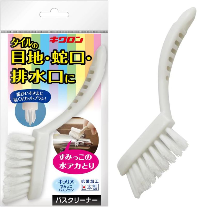 商品名 ミニバスブラシ 小さめ コンパクト ホワイト 1本入 お風呂掃除 浴室洗い タイルの目地 日本製 キラリア キクロン 商品説明 商品用途・使用方法 タイル商品の寸法 18.5長さ x 2.5幅 x 6高さ cmタイルの目地・蛇口・排...