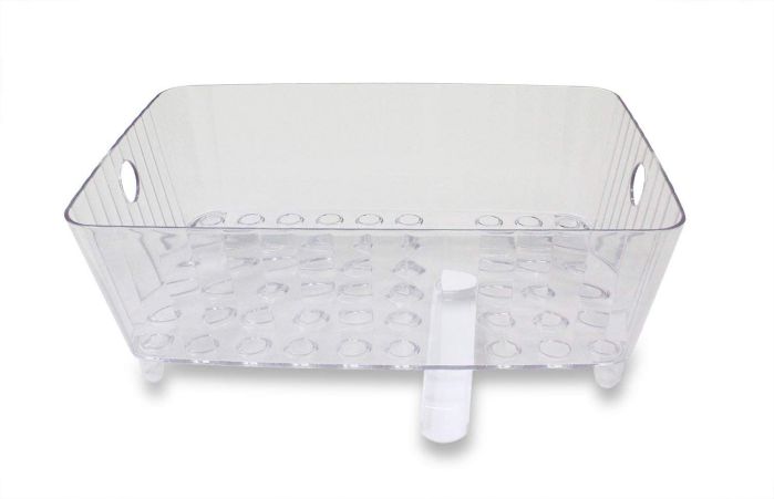 商品名トンボ 水切り トレー 縦横 排水 ノズル付 日本製 幅37.5×奥行23.5×高さ13.5cm クリア シンクシンク 新輝合成 38型商品説明容量(L)：4.7水抜き栓付耐熱温度：80℃本体：ABS樹脂排水ノズル：ポリプロピレン（P...