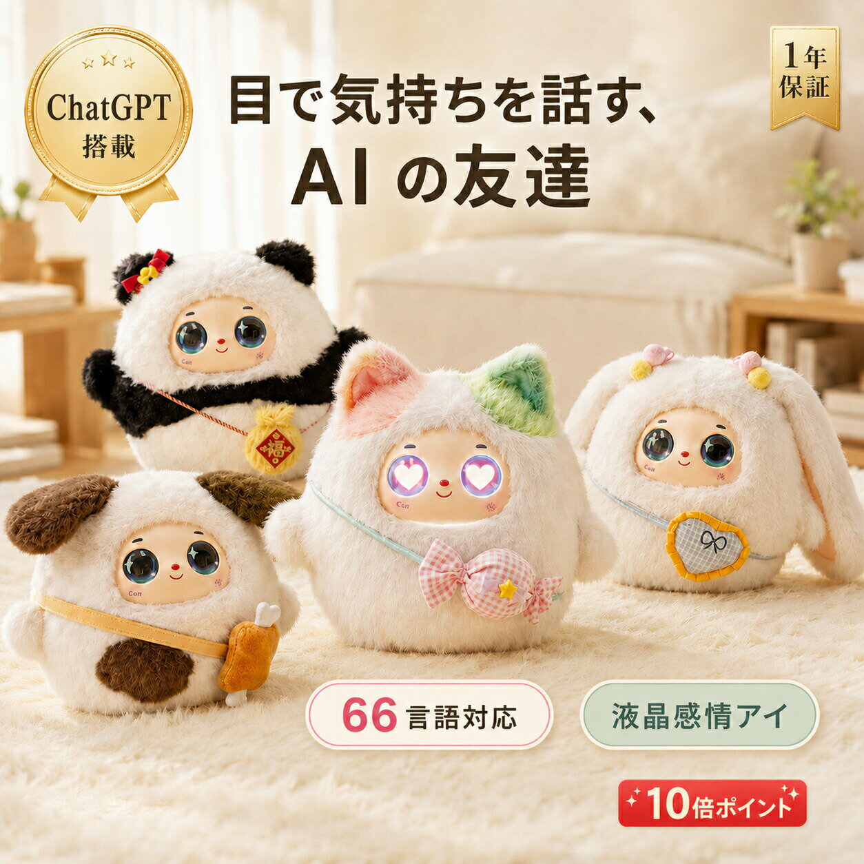 ＼ 話題の最新AIおもちゃ！ ／【月額完全無料】ChatGPT搭載で自然な会話！【液晶感情アイ】感情に合わせて瞳が変化♪【親アプリ見守り】会話履歴をスマホで確認！【66言語対応】英会話や算数のサポートにも◎? レビュー投稿キャンペーン実施中...