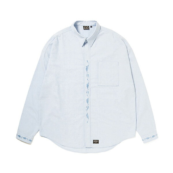 以前リリースしたMHAK氏書き下ろし のデザインを刺繍でカフに落とし込んだ シャツをベースにアップデートした新型 となります。フロントを比翼仕様に変更 し、さらに今期用の刺繍デザインを追加し ました。生地同系色で刺繍を入れ、デザイ ンのアク...