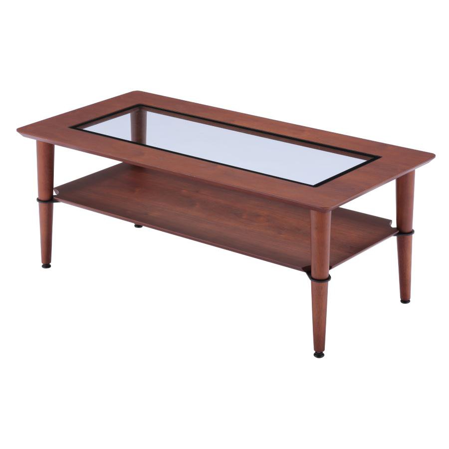 【商品名】　BRUNO（ブルーノ）リビングテーブルGLT-2350【商品説明】　・アジャスター付・天板：6mm厚強化ガラス(飛散防止フィルム加工)、天然木化粧繊維板(ウォルナット突板)、ラッカー塗装、反止スチール桟付・棚有効900*400*...