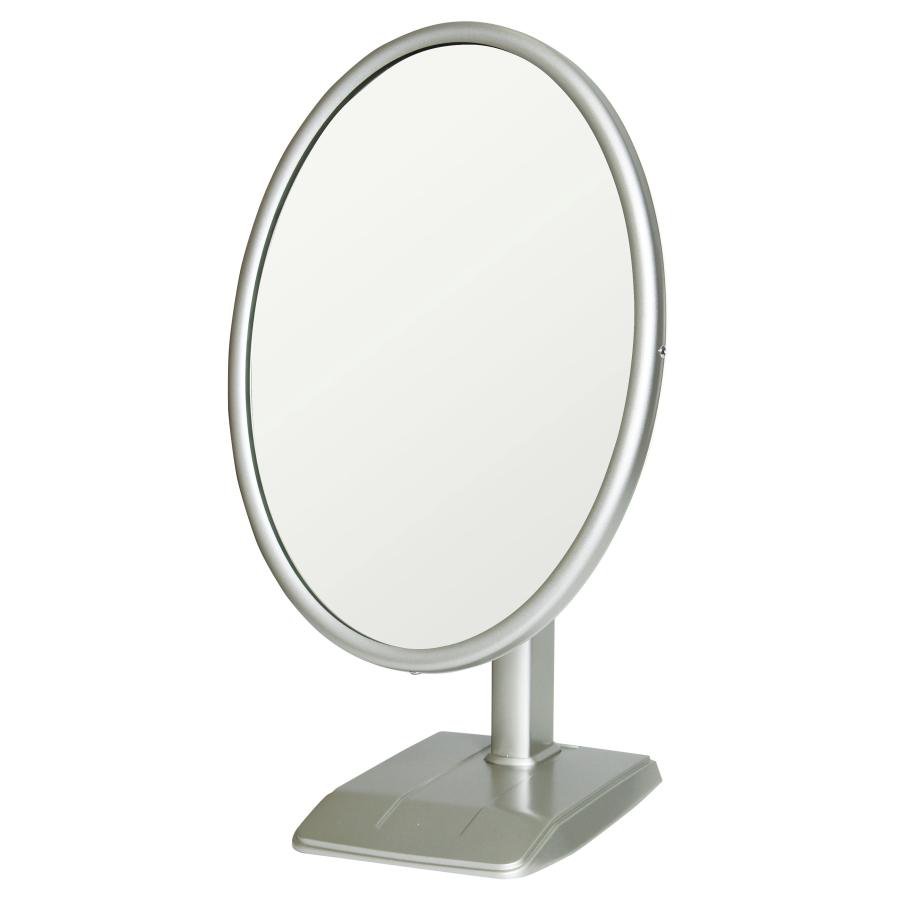 商品サイズ：幅25×奥行20×高さ46cmフレーム材質 / スチール製フレーム塗装/ ホワイトグレーメタリック塗装台座材質 / 亜鉛ダイキャスト製台座塗装 / ホワイトグレーメタリック塗装ミラーサイズ： W244 × H345mmミラー：5...