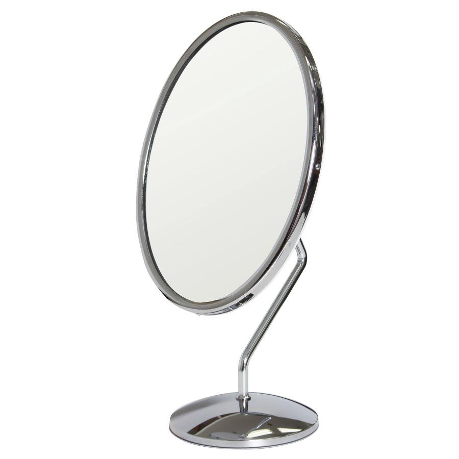 商品サイズ：幅29×奥行18×高さ49cm材質：スチール製クロームメッキミラーサイズ： W244 × H345mmミラー：5mm厚角度調整可能組立品・日本製・重量：2.6kg