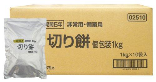 越後製菓 非常用・備蓄用 切り餅 個包装 1kg×10袋 (賞味期限5年)内容量：1Kg×10袋商品サイズ（高さ×奥行×幅）：220mm×285mm×450mm国内産水稲もち米100%使用