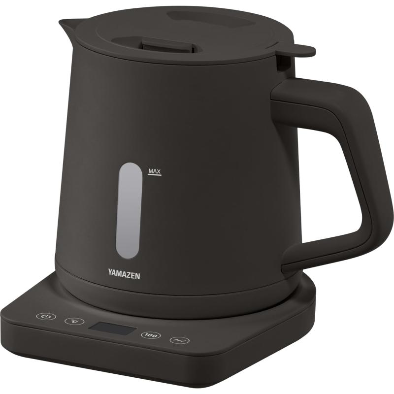 [山善] 電気ケトル 電気ポット 1.0L 1200W 一人暮らし 二人暮らし 湯こぼれ防止 温度調節 保温 空焚き防止 オートオフ機能 お手入れ簡単 ブラック YKU-SC1210J(B)【1200Wハイパワー】1200Wのハイパワーで満...