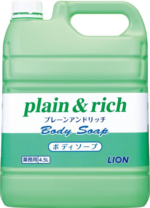 【業務用 大容量】 プレーン&amp;リッチ ボディソープ 4.5L 詰め替え ライオンハイジーン 介護 宿泊原産国 :日本内容量 :4.5L商品サイズ (幅×奥行×高さ) :203mm×126mm×278mm原材料: 水、ミリスチン酸、P...