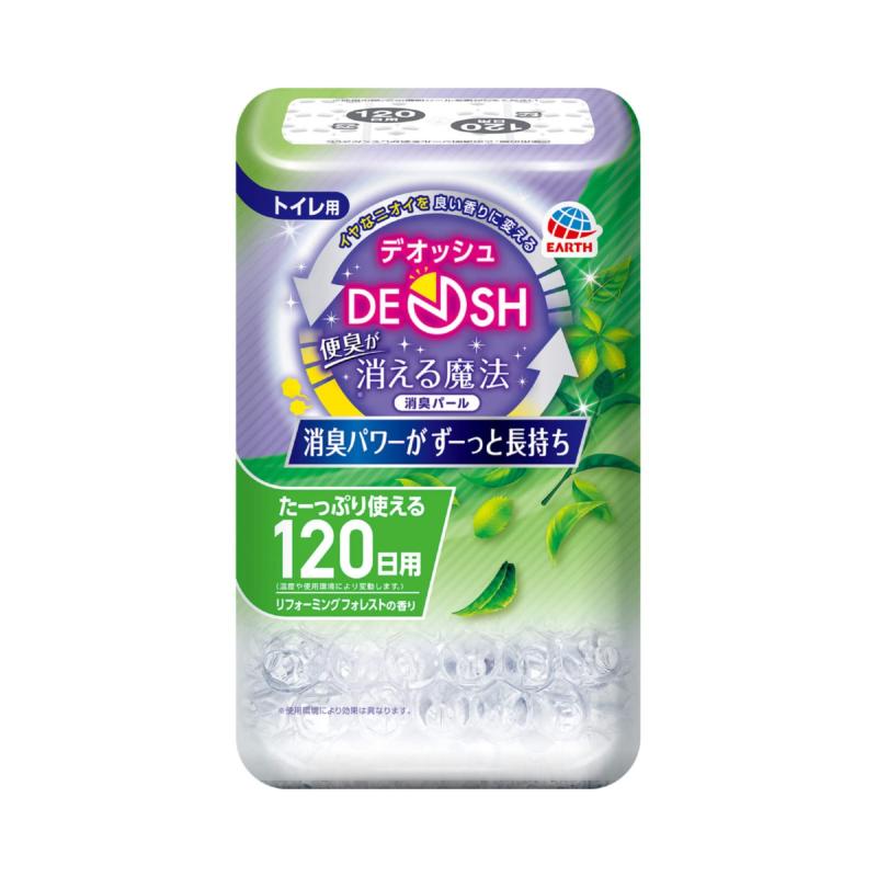 DEOSH デオッシュ トイレの消臭・芳香パール [リフォーミングフォレストの香り] いやなニオイを良い香りに変える (アース製薬)トイレのイヤなニオイを良い香りに変える置き型の消臭芳香剤です。きらめくパールがしみついた尿臭まで吸い込み、し...