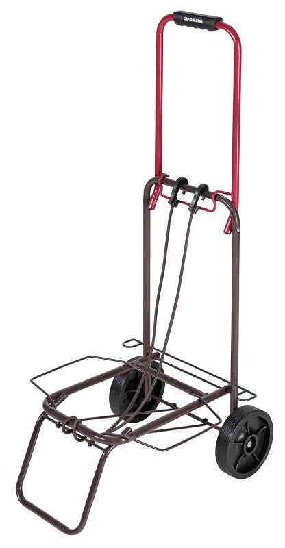 キャプテンスタッグ(CAPTAIN STAG) キャリーカート 折りたたみ式 ツートンキャリー フックコード付き 耐荷重30kg レッド×ブラウン UL-1038