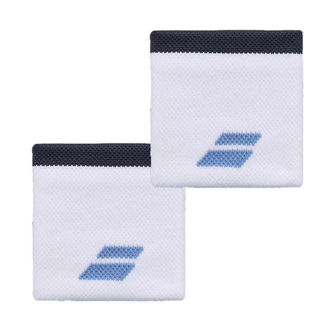 SPEC カラーホワイト×ドライブブルー(1099) サイズ1個当たりの平置きサイズ：約7.5×7.5cm 素材ナイロン93.9%、エラステン6.1% 入数2枚組 名称Babolat Logo Wristband Unisex 原産国/製造...