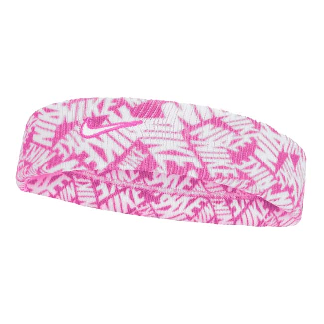 SPEC カラープレイフルピンク×ホワイト(638) サイズフリー ※平置きサイズ：約5×18cm 素材ポリエステル100% 入数1枚入り 名称Nike Swoosh Dri-FIT Printed Headband 原産国/製造国タイ 仕...
