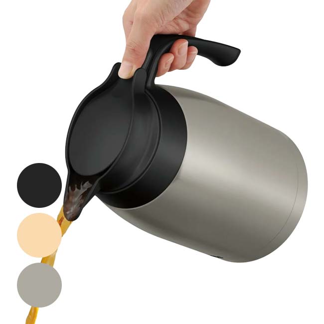 SPEC カラーブラック(BK)、クリームホワイト(CRW)、ステンレスマット(SMT) サイズ本体：約W19×L12.5×H22.5cm／パッケージサイズ：約15×15×24.5cm ウェイト約600g 容量1.5L 素材内びん：ステンレ...