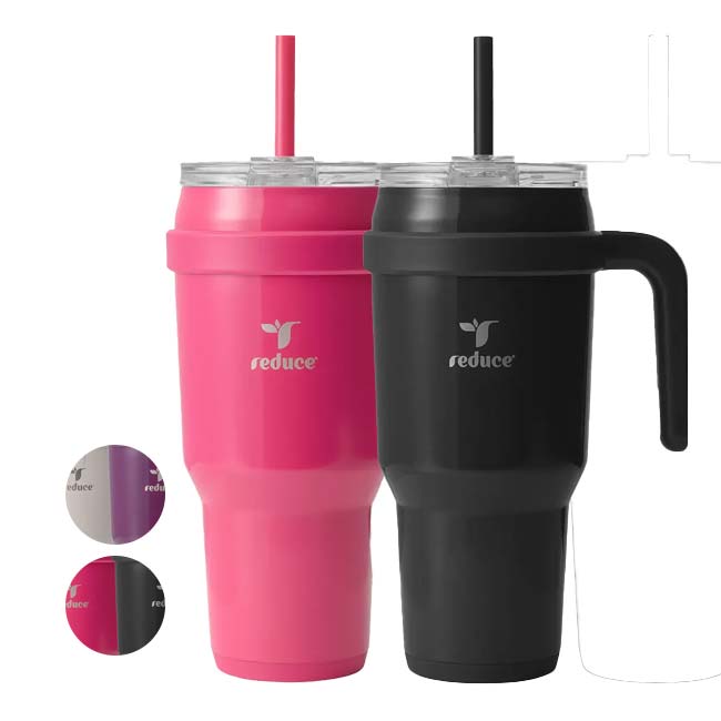 SPEC カラーホワイト×パープル、ピンク×ブラック サイズ1個あたりのサイズ：約29.4×16×11.5cm ※持ち手含む／パッケージサイズ：約30×13×31cm ウェイト約1.4kg 容量約1.18L(40oz) 素材内瓶、胴部：ステ...