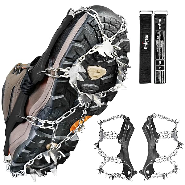 【送料無料】アイゼン 24本爪 チェーンスパイク 201ステンレス製 スノースパイク 軽量 凍結道路 登山 雪山 ハイキング トレッキング 通勤 穴釣り 磯釣り 沢登り 滑り止め 耐久性 収納袋付き 男女兼用(ブラック,L)ブランド色ブラッ...