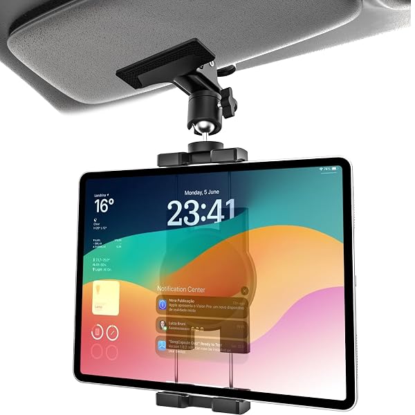 【送料無料】車載ホルダー クリップ式 サンバイザー タブレットホルダー 360度回転 車 スマートフォンホルダー 自由雲台 しっかり固定 取り付け簡単 多機能 クリップ 1/4ネジ付き GoProアクションカメラ/iPadスタンド 4〜13...