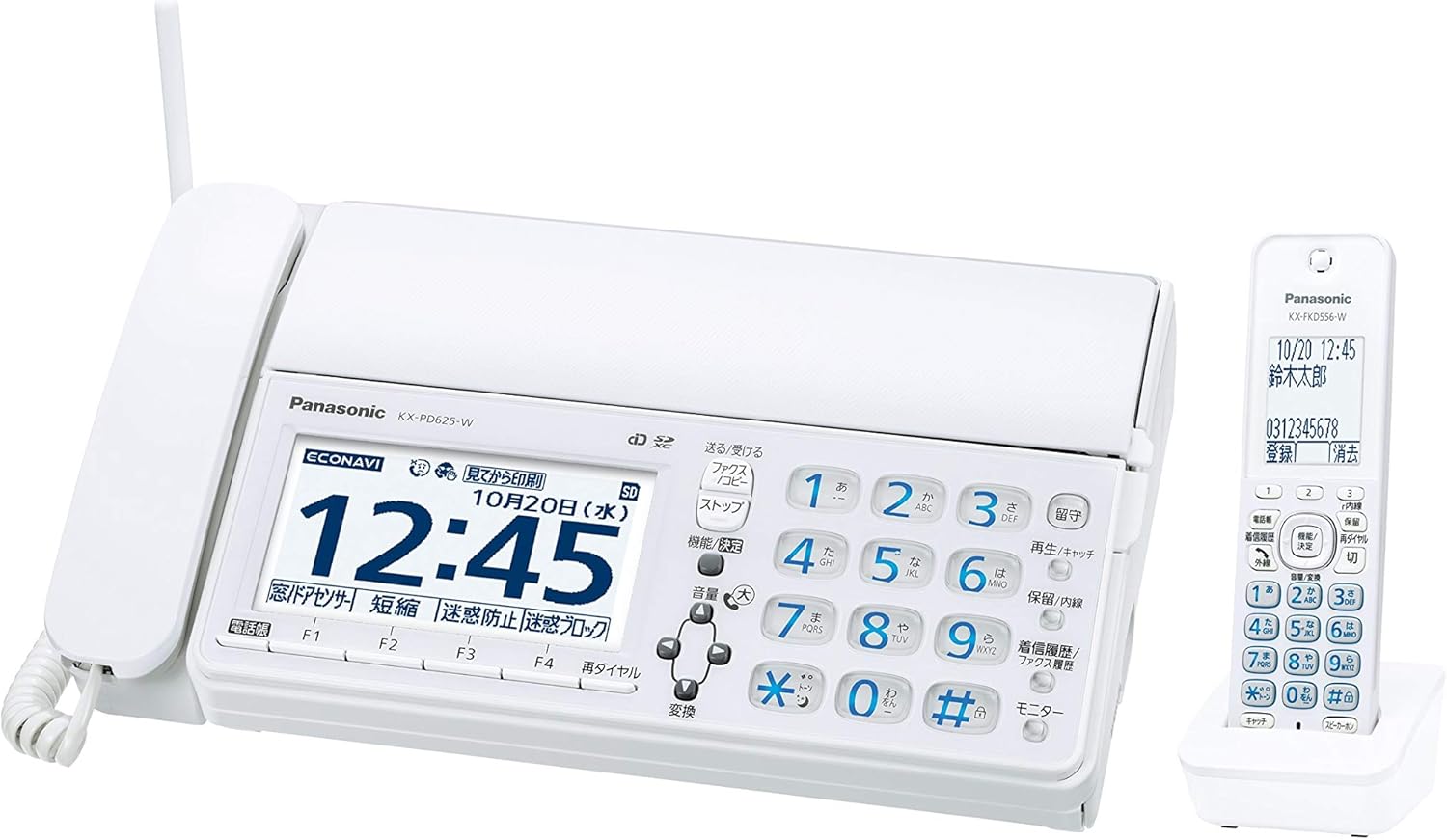 ■　子機：KX-FKD602 1台付き 迷惑電話防止・便利機能が充実したファクス ・約4.7型大画面液晶、受信したファクスを画面で確認できる「見てから印刷」。 【機能/決定】ボタンをマルチファンクションキーの上部に配置。パネル操作性も向上し...