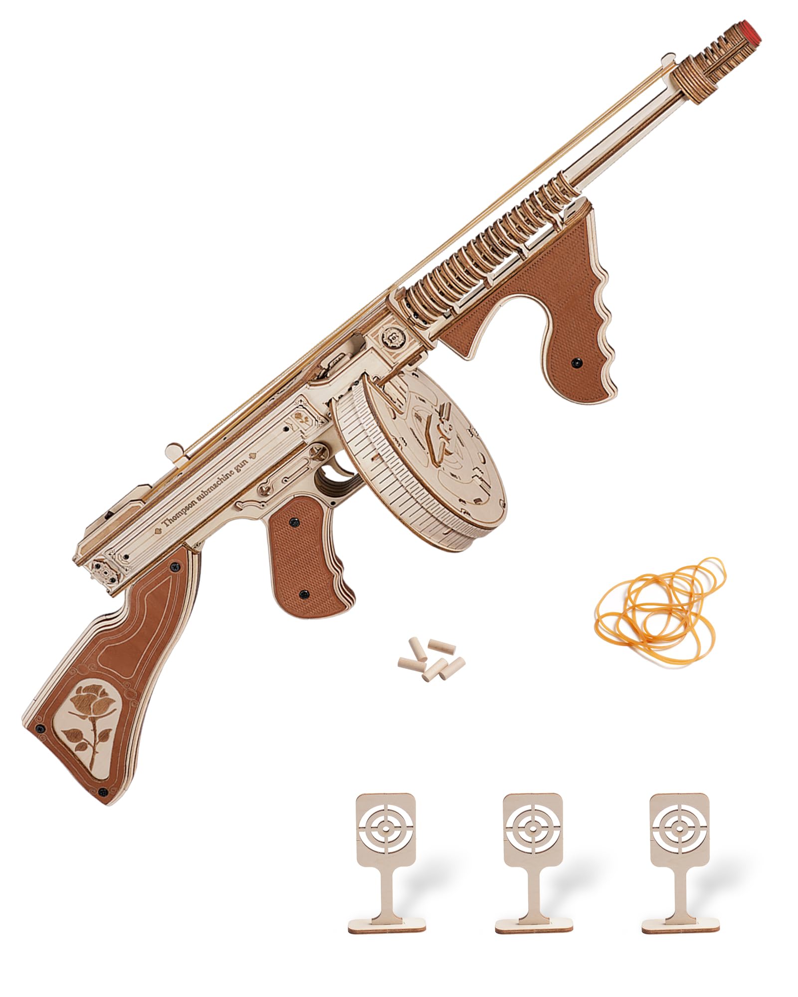 超リアルなモデルキット：巧みにデザインされた輪ゴムおもちゃです。組み立てが完了すると、ゴムバンドを装備して遊ぶことができます。没入型の遊び方：パズル組み立て過程には全神経を集中する必要があり、没入型の体験やリラックス感をもたらし、日常のスト...