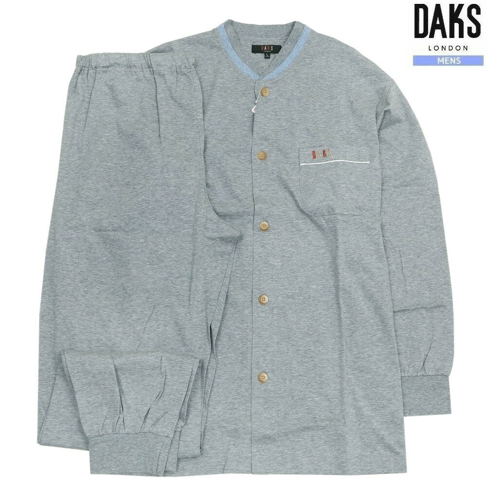 商品名 日本製 ブランドロゴ刺繍 前開き 紳士 パジャマ 長袖 長ズボンブランドDAKS生産国日本サイズ表記サイズーL(チェスト96〜104 身長175〜185 ウエスト84〜94) 実寸ー着丈76cm　脇下幅58.5cm　ウエスト73cm...