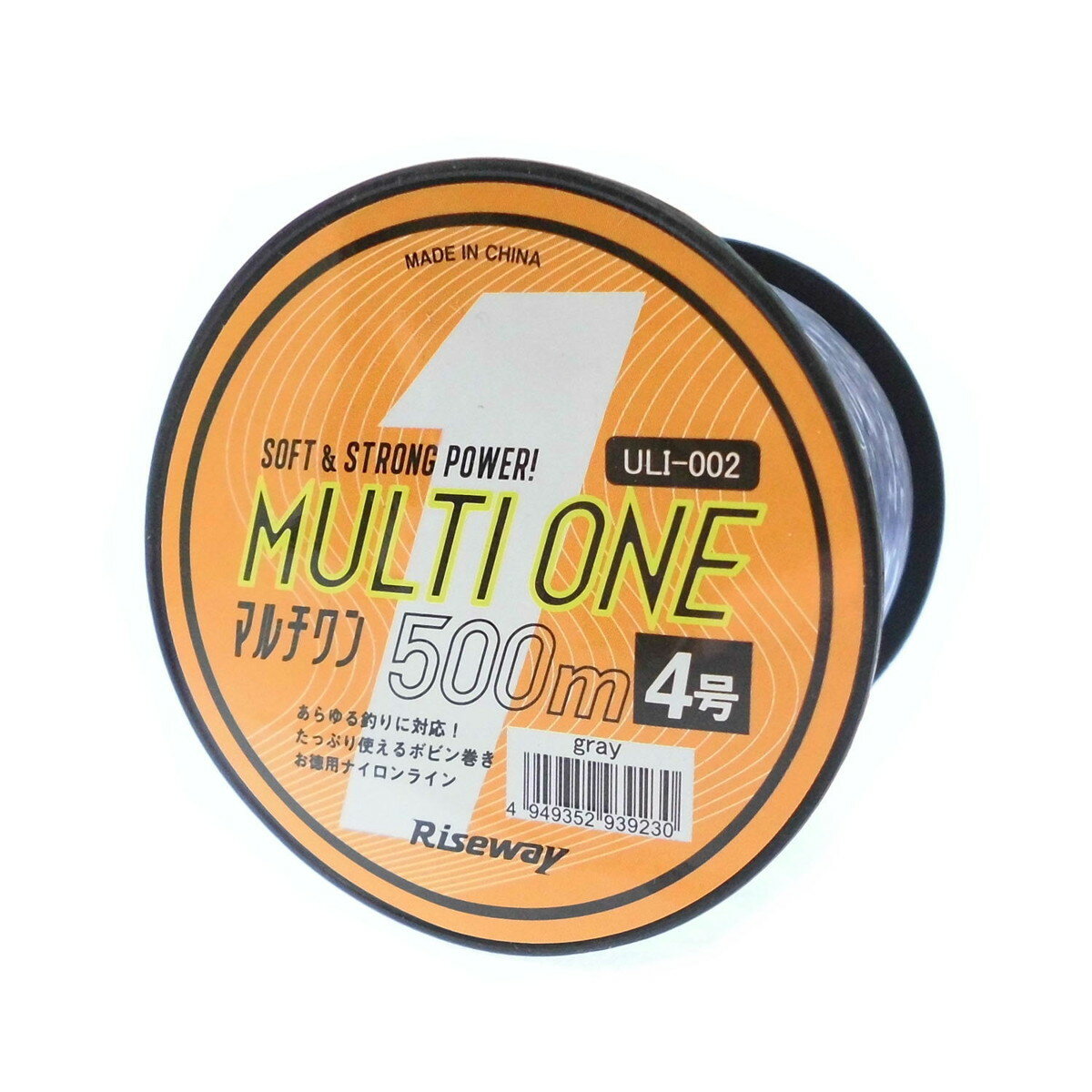 リーズナブルな徳用ナイロン糸。ボビン巻き500m●号数：4号●糸巻量：500m●カラー：グレー
